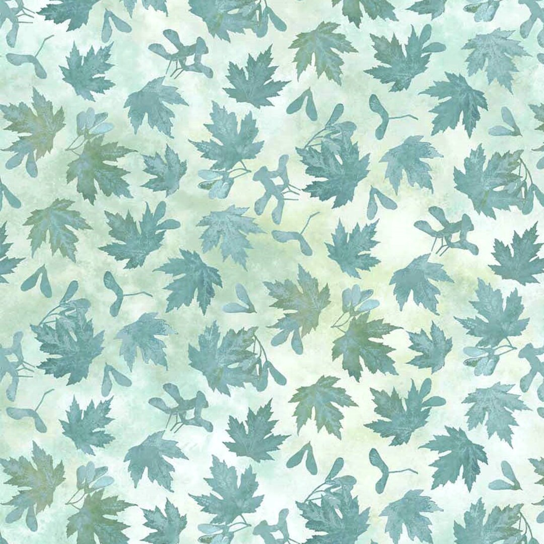 Northcott~autumn Splendor~tonal Leaves~light Teal~cotton Fabric by ...