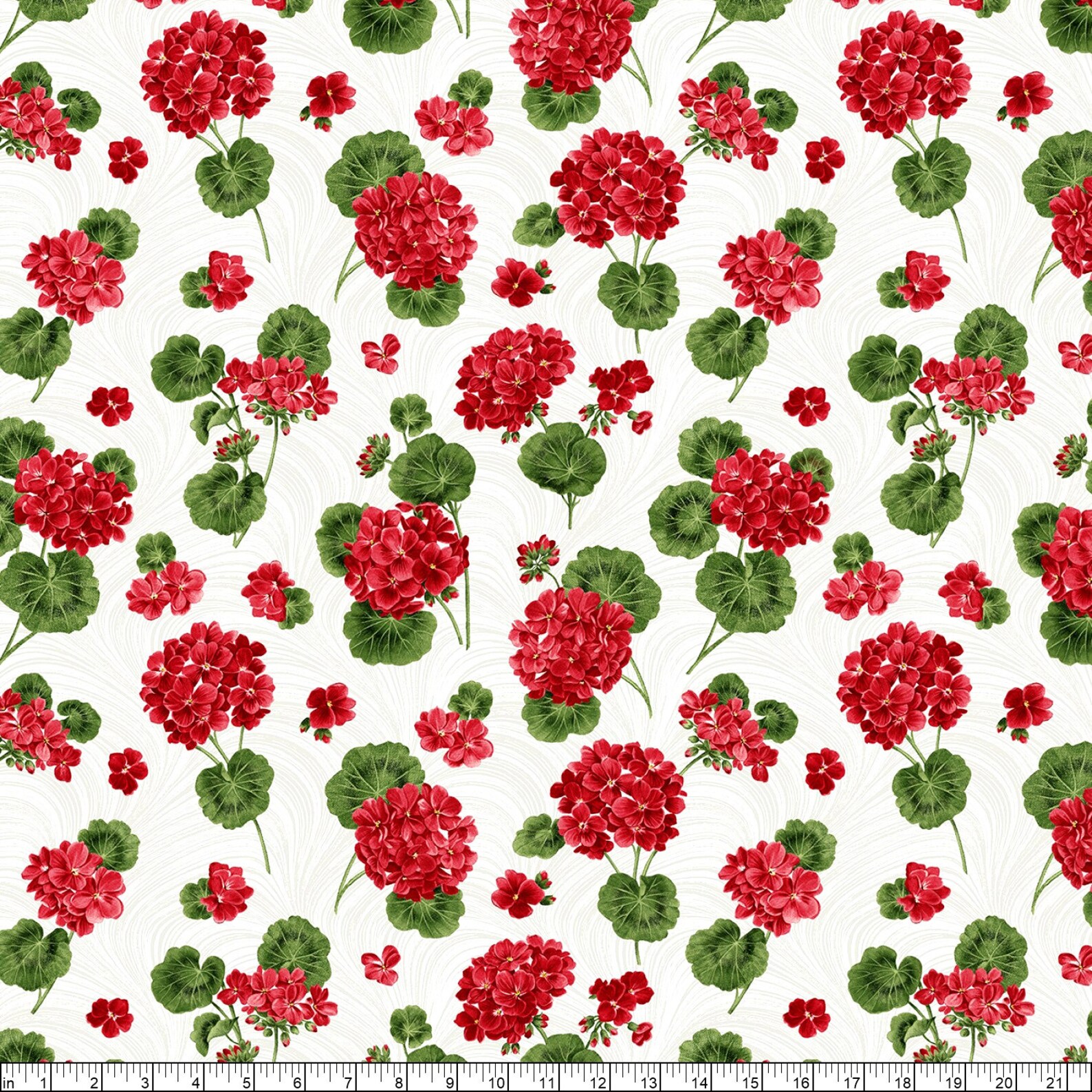Benartex Bettys Geraniums Geranium Floral White Cotton Fabric by the ...