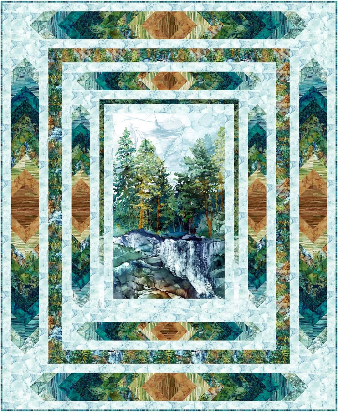 Quilt Kitviewpoint72.5 X 88.5 Cedarcrest Falls Panel Twin Quiltlight ...