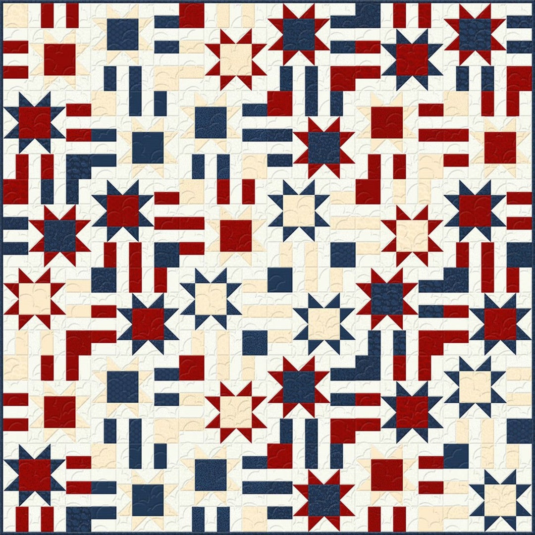 Quilt Kit~starry Path Featuring Old Glory & Cookie Dough~84" Queen Size ...