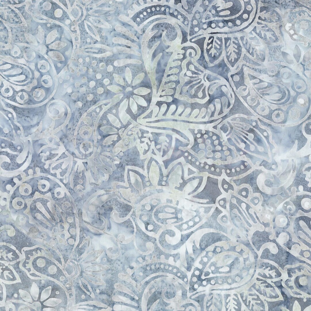 Eob~wilmington Batiks~starlight~dots and Leaves~gray/blue~cotton Batik ...