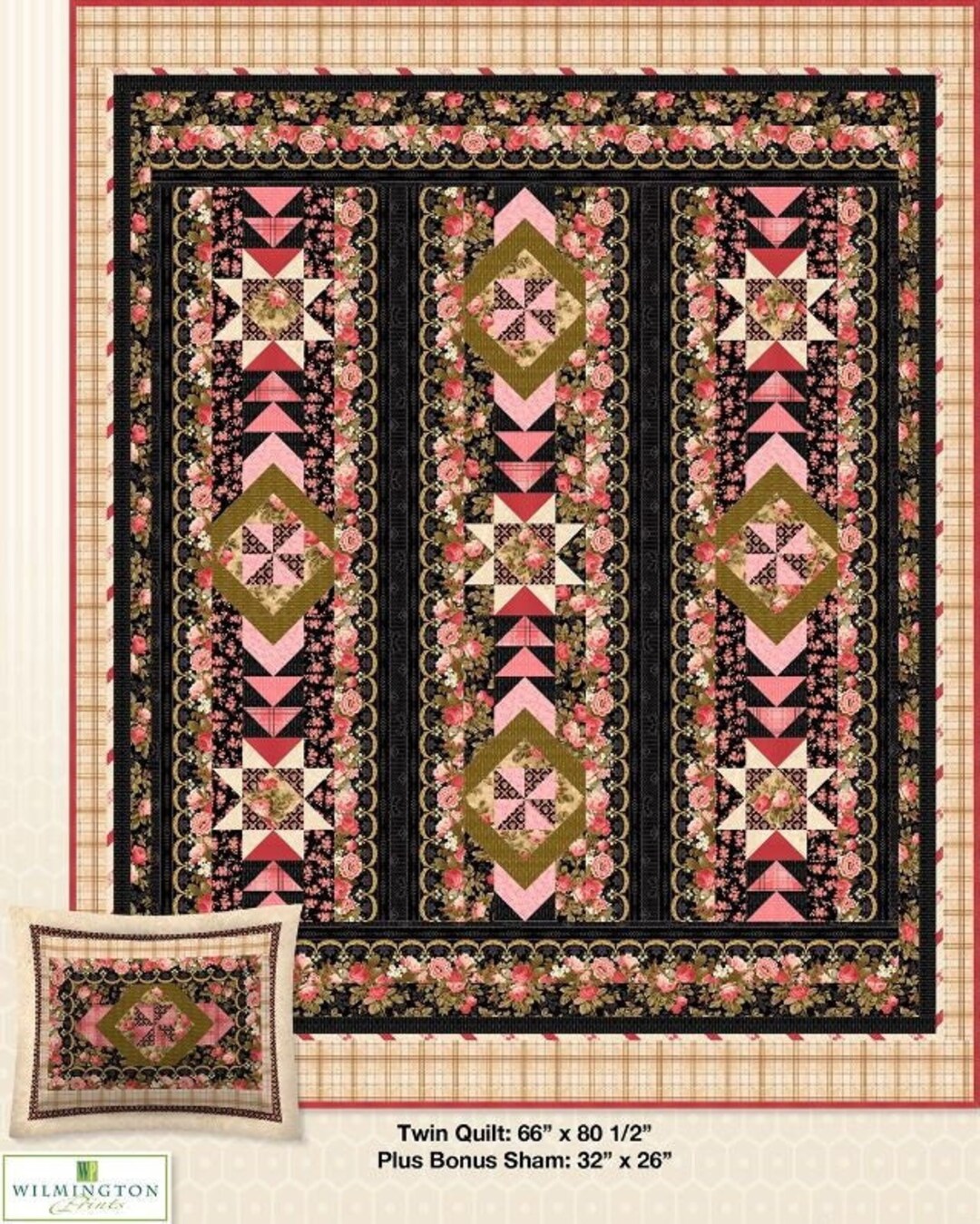 Quilt Kit~pathways by Kaye England~66" X 80.5" Twin Quilt & 32" X 26 ...