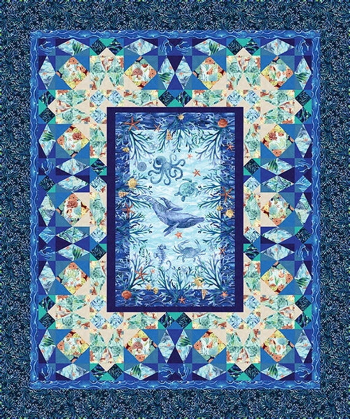 Studio E Deep Blue Sea 24 X 44 Sea Creature | Etsy