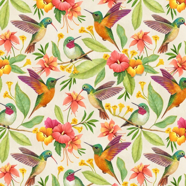 Hummingbird Fabric - Etsy