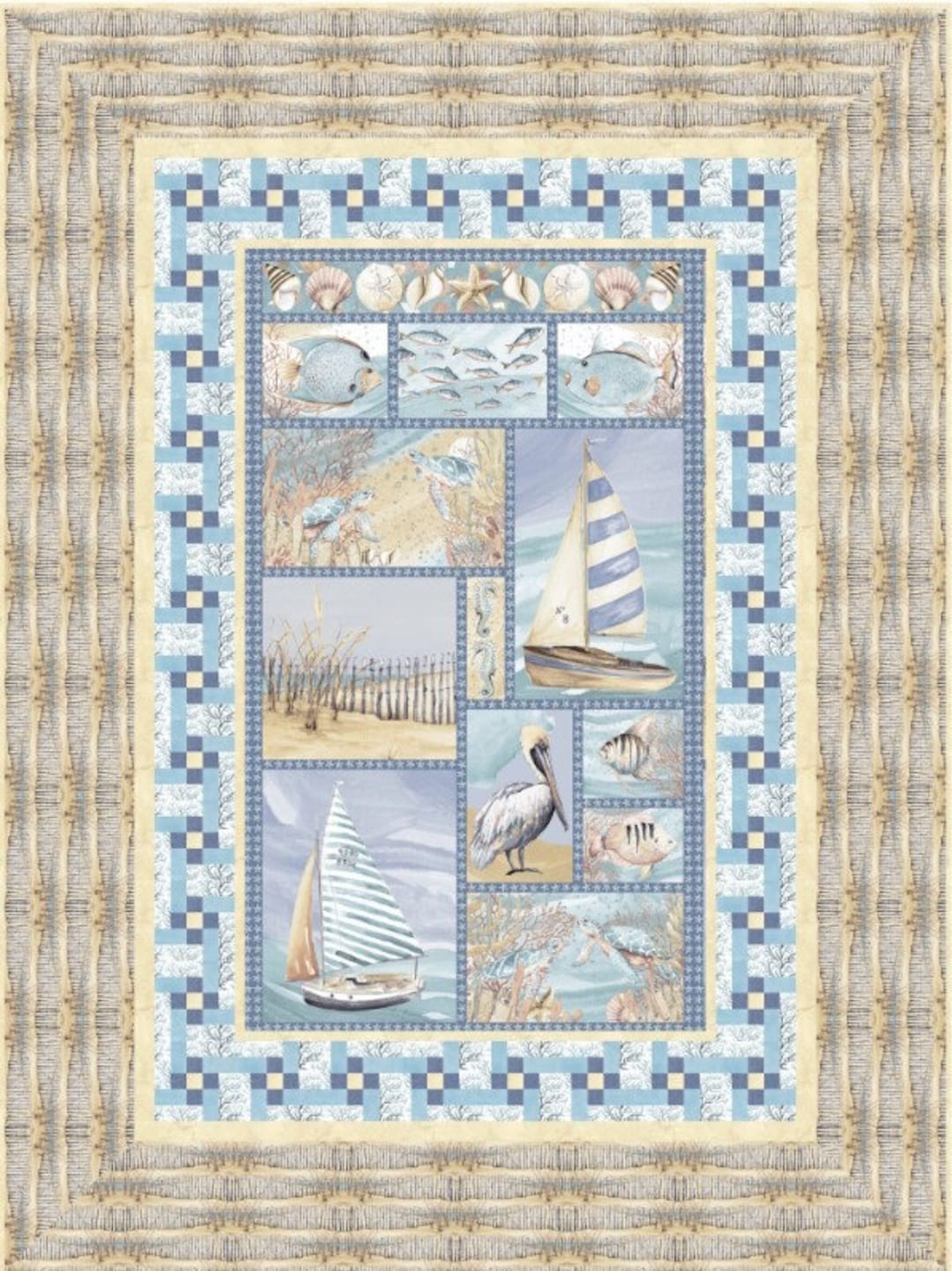 Quilt Kit~framework~47" X 63" Ocean Oasis Panel Wall/lap Quilt ...