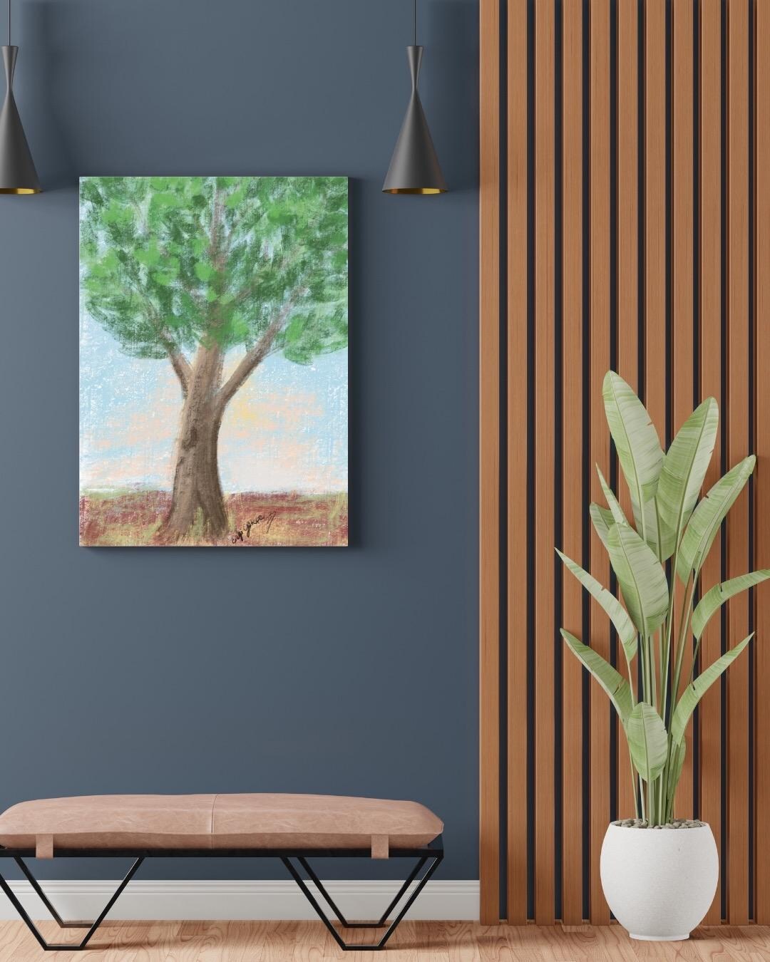 Colorful Tree Drawing in Pastel Tones - Minimalist Nature Artwork ...