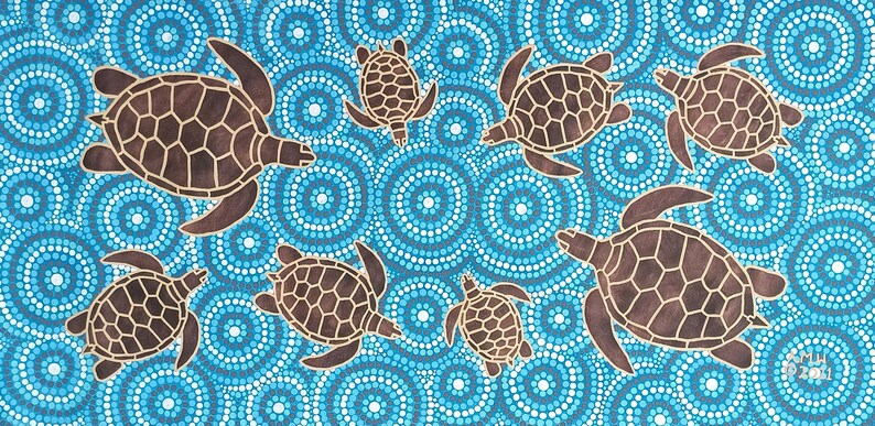 Aboriginal Art, Indigenous Art,long, Runner, Turtles,dreamtime Art - Etsy