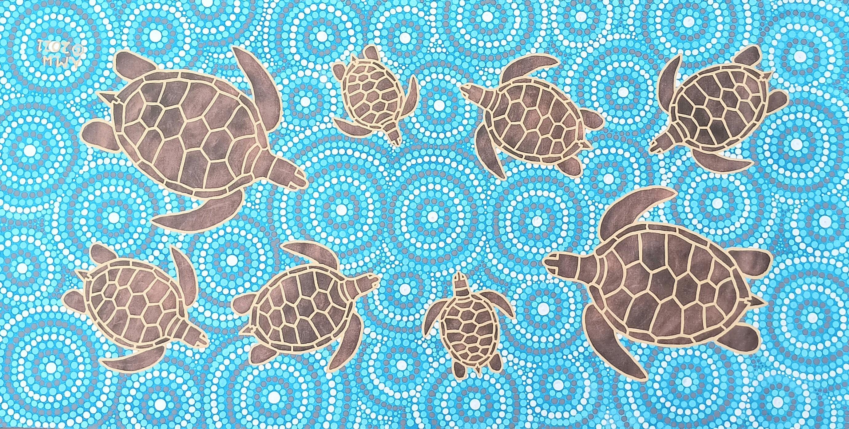 Aboriginal Art, Indigenous Art,long, Runner, Turtles,dreamtime Art - Etsy