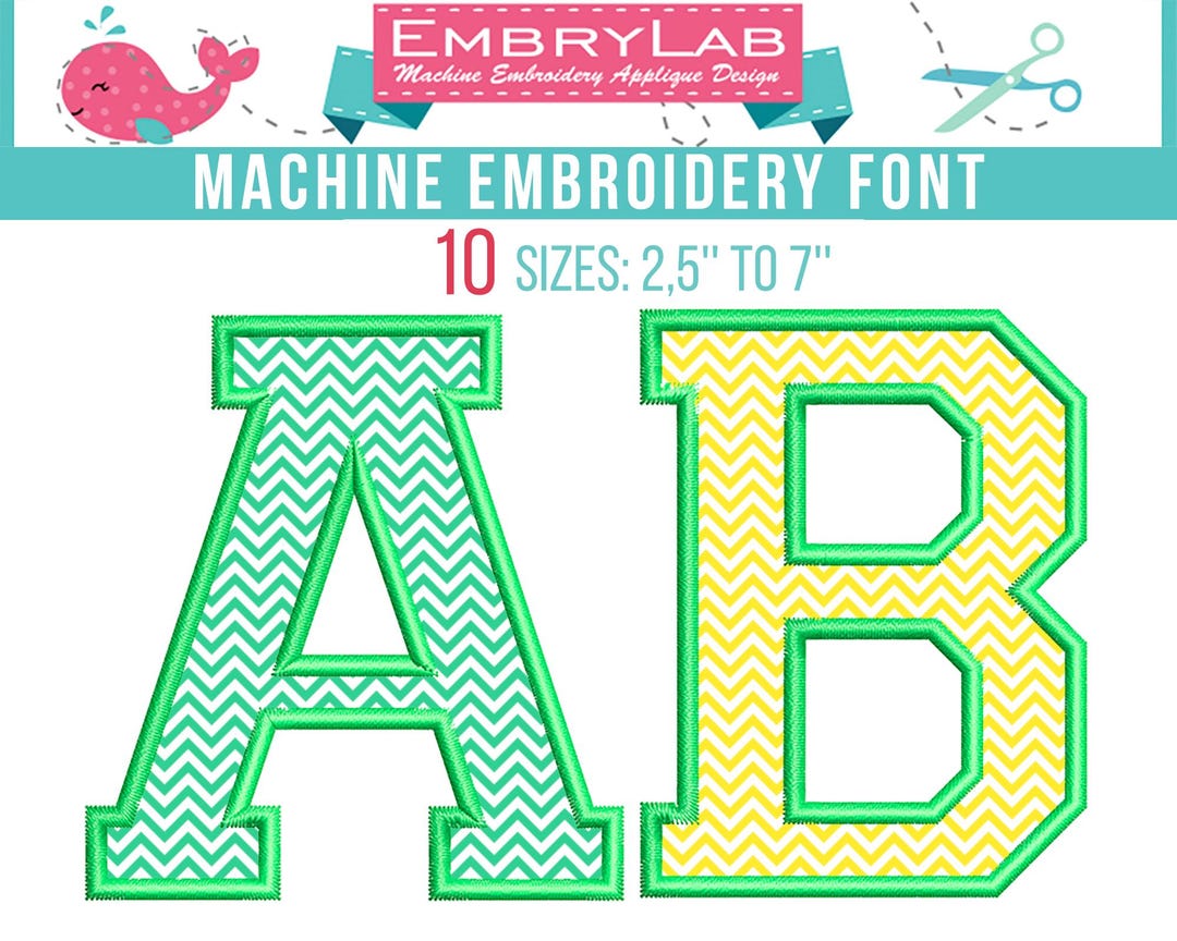 VARSITY Applique Embroidery FONT 10 Sizes, BX+10 Formats - Etsy