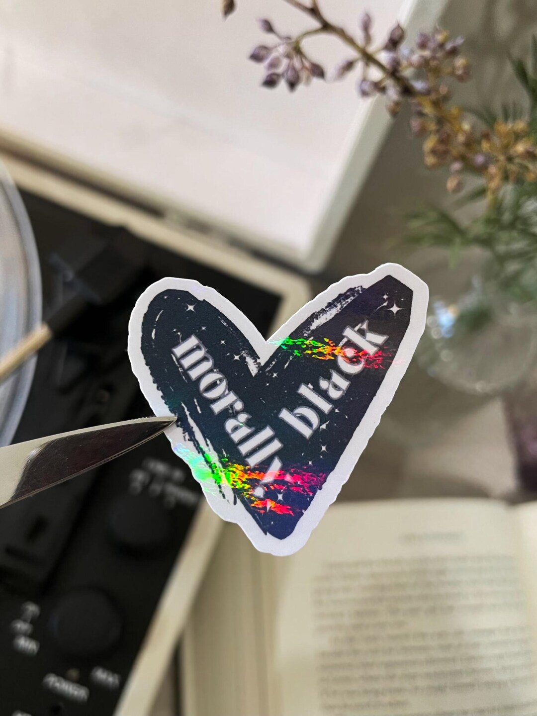 Morally Black Holographic Vinyl Sticker Dark Romance Fantasy Bookish ...