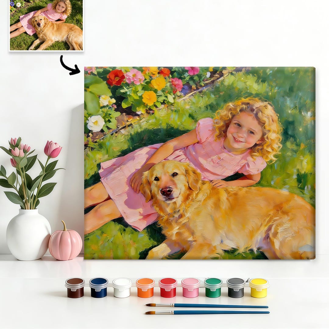 Custom Portraits by Number Kit for Adults, Beginner Pet Painting ...