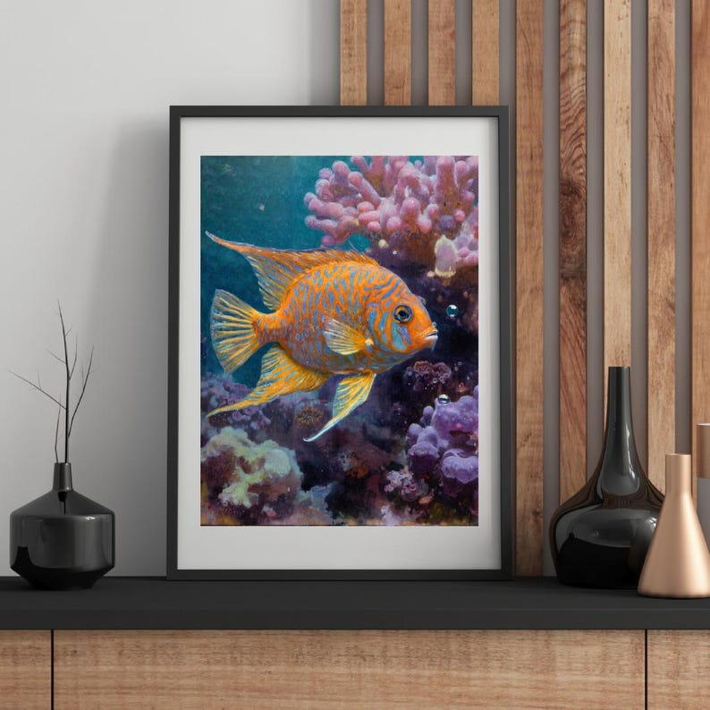 Exotic Fish Poster, Ocean Life Art, Tropical Reef, Digital Download ...