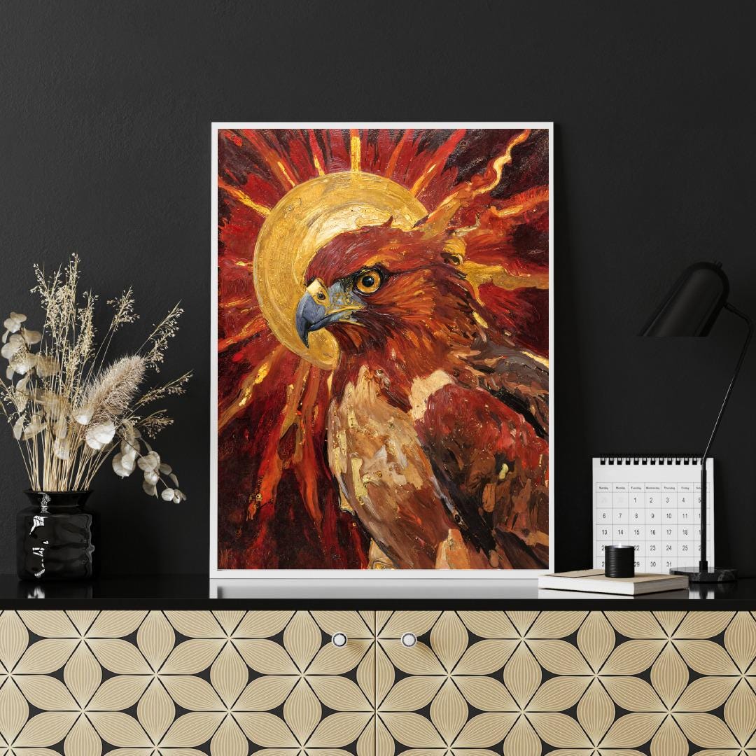 Majestic Golden Eagle Poster, Bird Art Print, Wildlife Painting, Nature ...