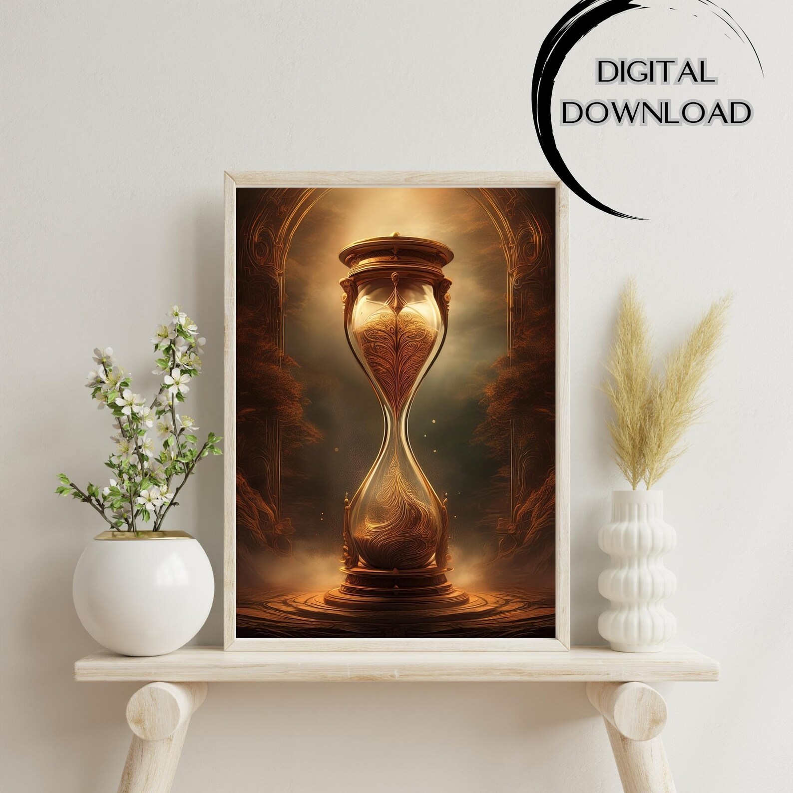 Printable Hourglass Painting | Hourglass Wall Art | Printable Poster ...