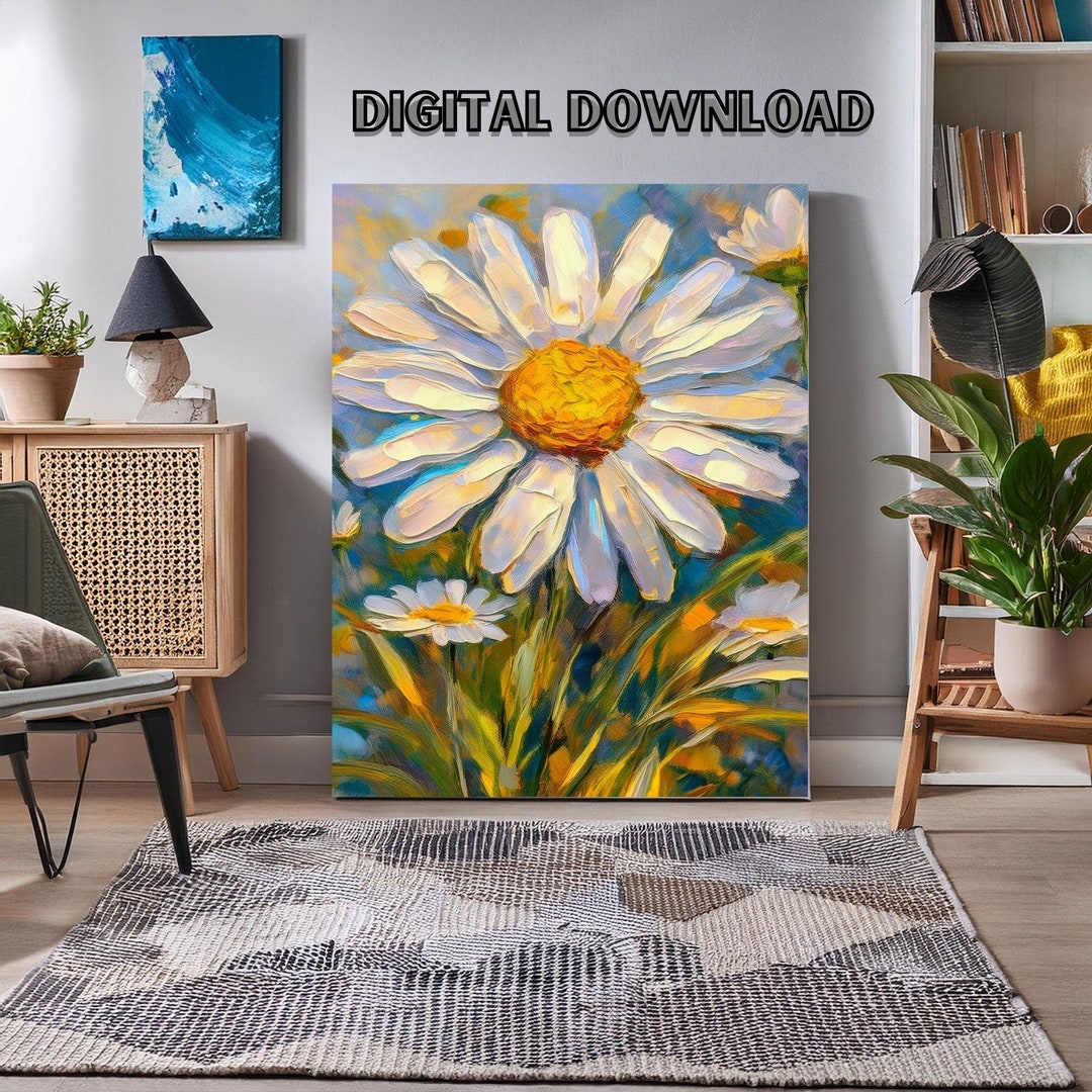 Printable Daisy Painting Flower Poster Printable Daisy Wall Art House ...