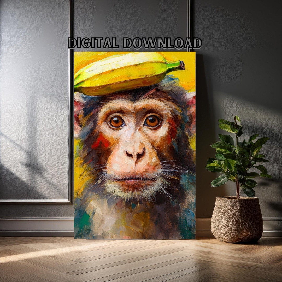 Printable Monkey Painting | Monkey Wall Art | Animal Painting | Animal ...