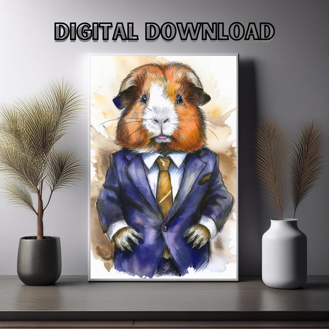 Guinea Pig Painting | Printable Guinea Pig Wall Art | Animal Poster ...