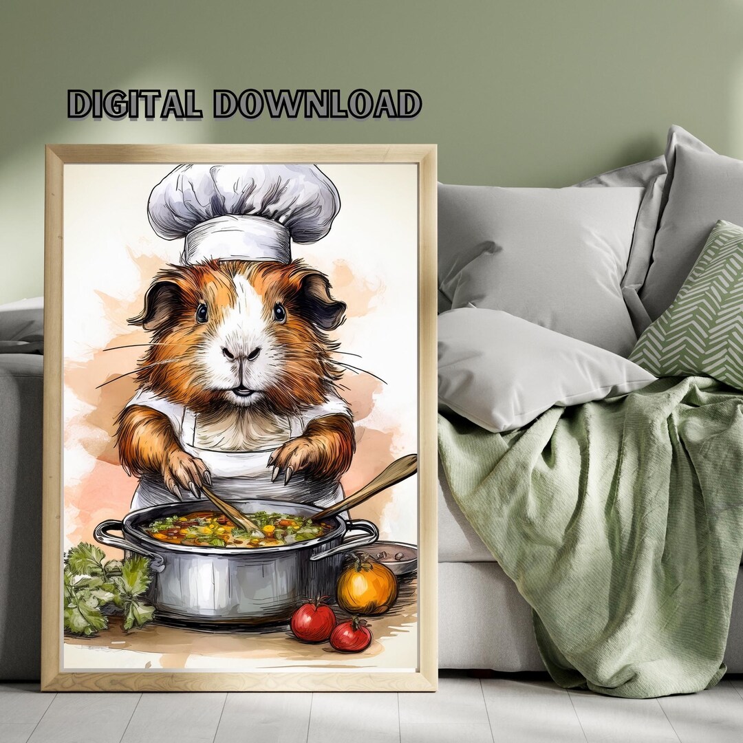 Guinea Pig Painting | Printable Guinea Pig Wall Art | Animal Poster ...