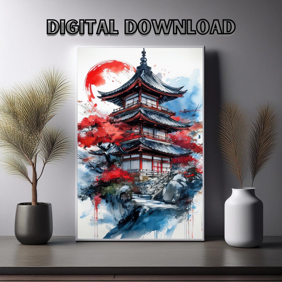 Printable Japenese House Painting | Japan House Painting | Printable ...