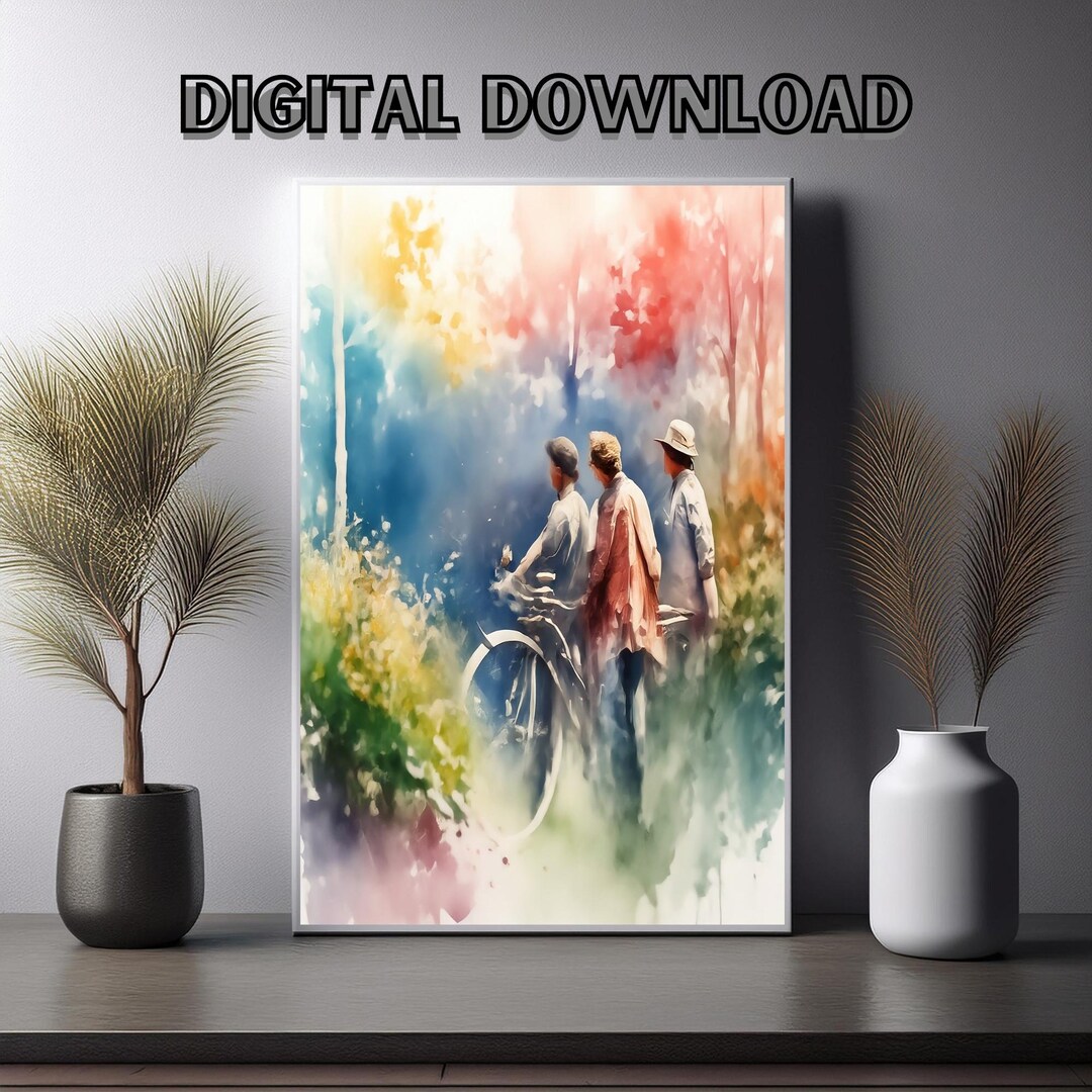 Printable Pastel People Painting | Family Wall Art | Pastel Painting ...
