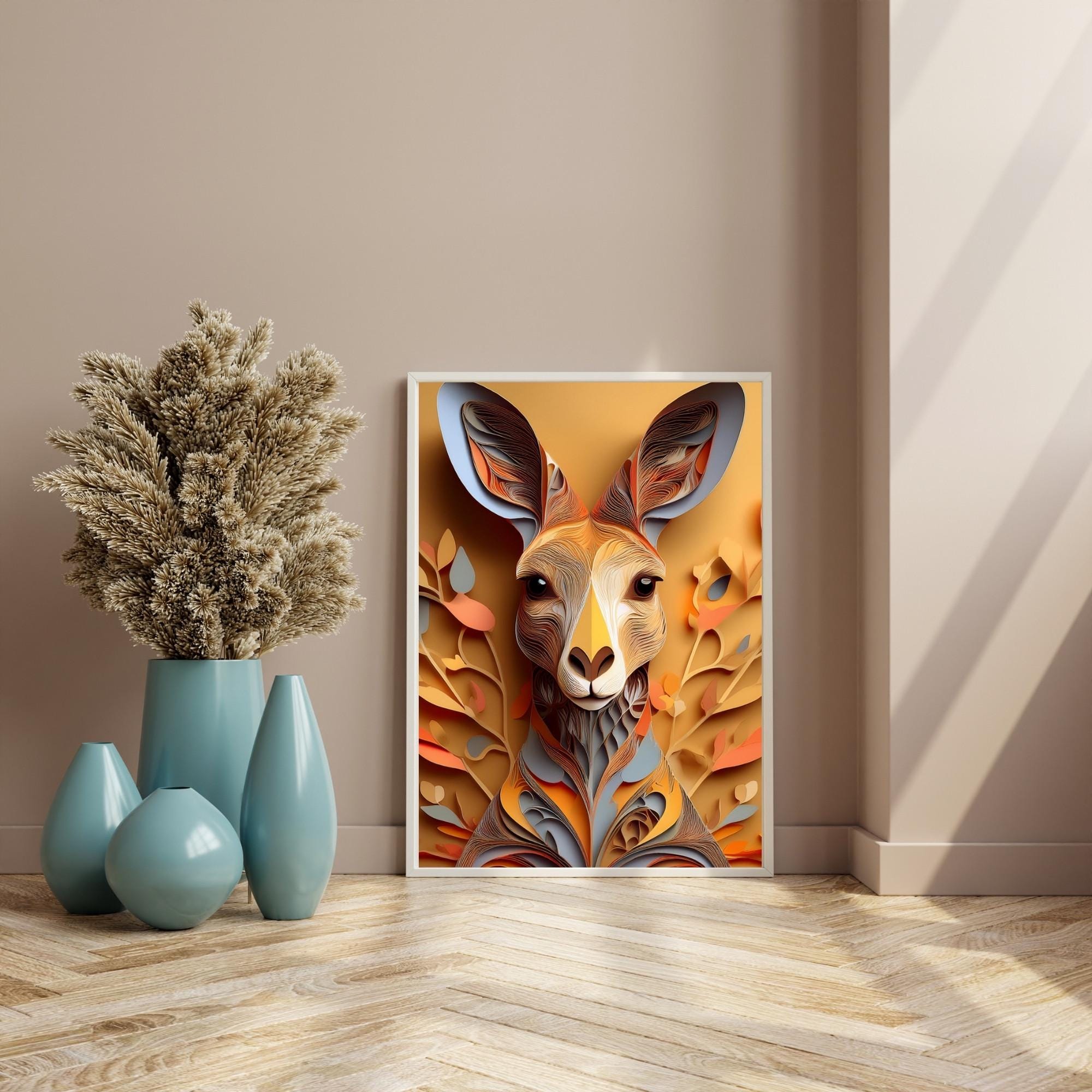 Modern Geometric Kangaroo Print | Origami Animal Wall Art (digital ...