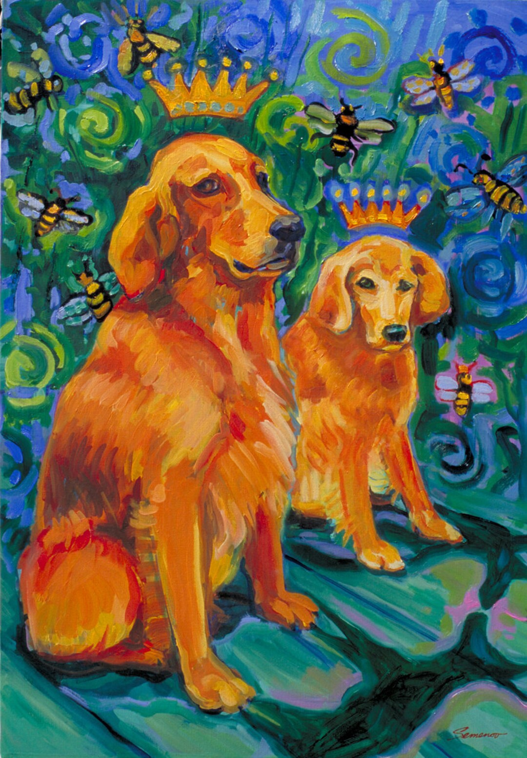 Golden Retriever Art Print (busy Bee Cafe) by Gena Semenov - FREE ...