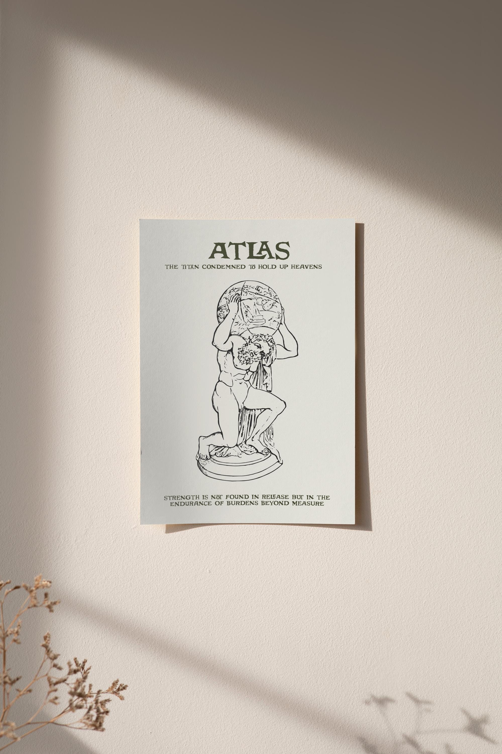 Atlas | Greek Mythology Printable Art | Inspirational Strength Poster ...