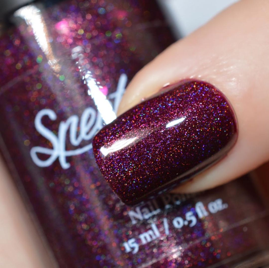 MULBERRY WINE Holographic Dark Burgundy Nail Polish - Etsy