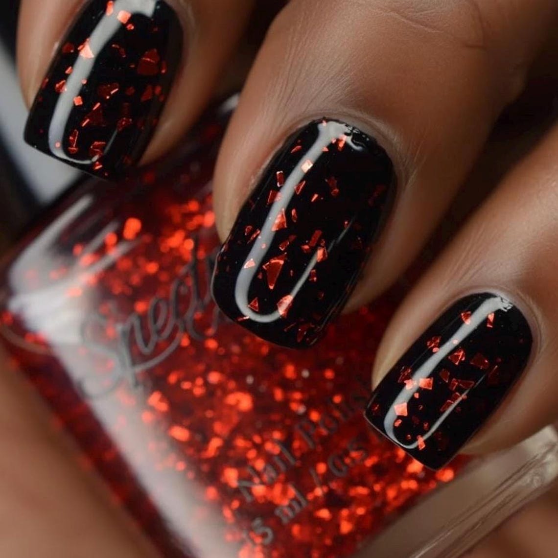 SLAY Metallic Red Glitter Shard Nail Polish Top Coat - Etsy