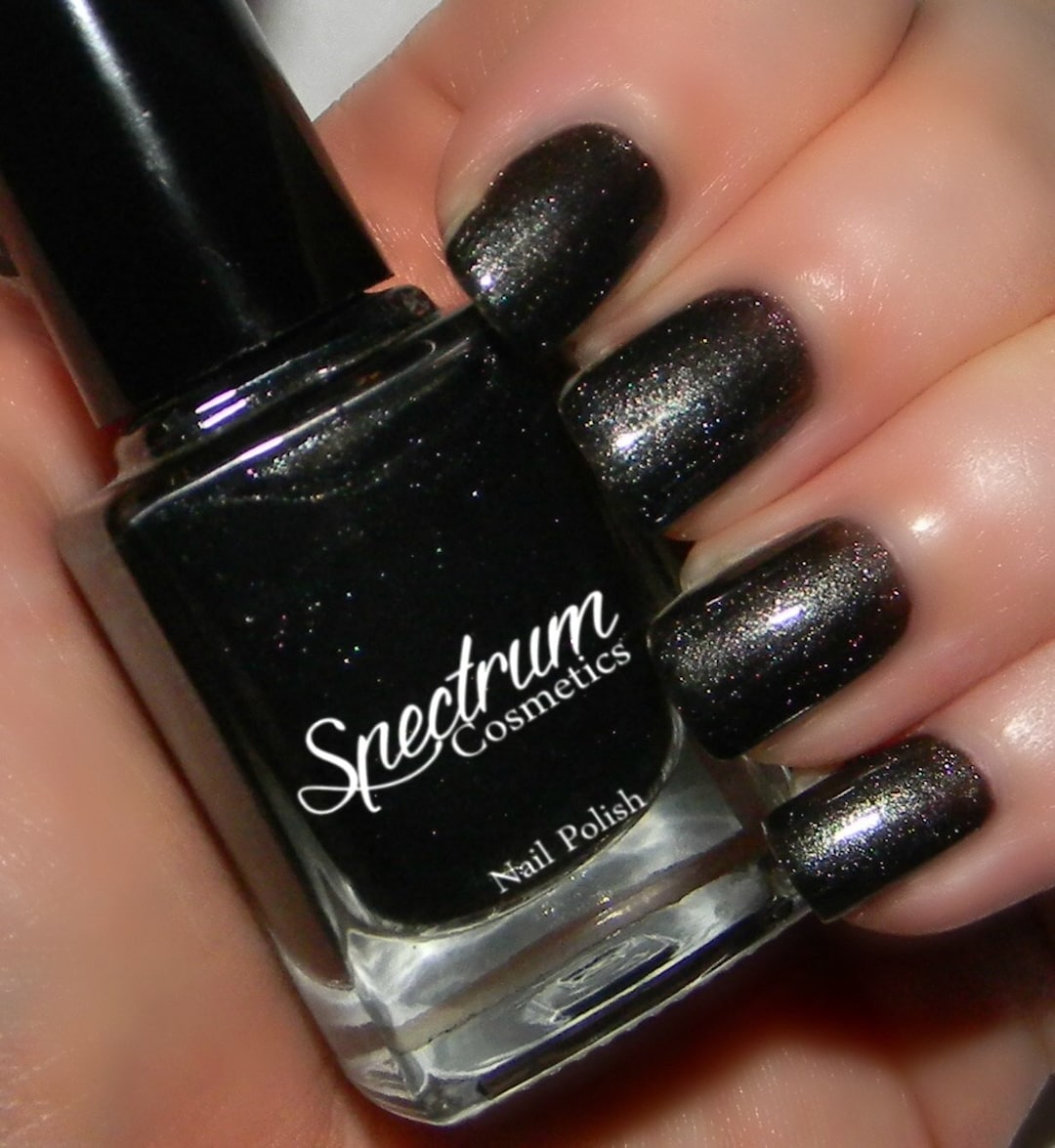 GUNPOWDER Black Nail Polish With Fine Silver Glitter - Etsy