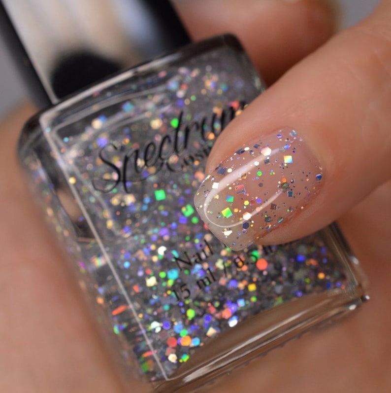 POLAR VORTEX Holographic Silver Glitter Nail Polish Topper Holiday Ice ...