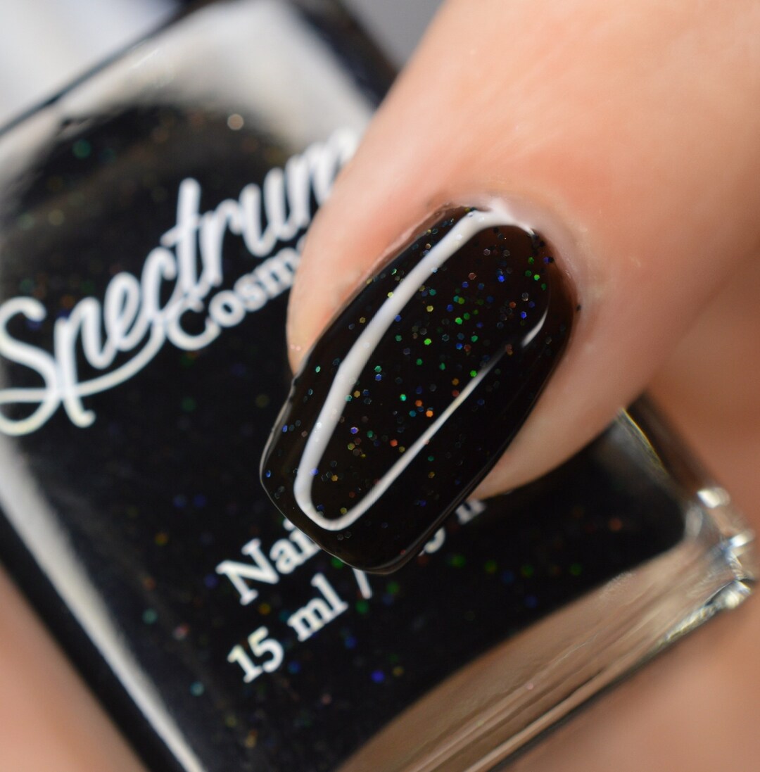 BLACK MAGIC Black Holographic Nail Polish - Etsy