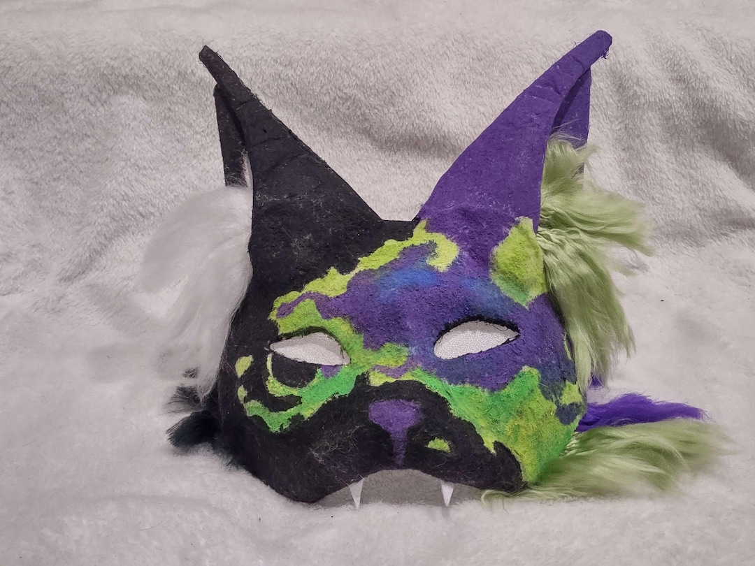 Alien Cat Therian Mask Purple and Green - Etsy
