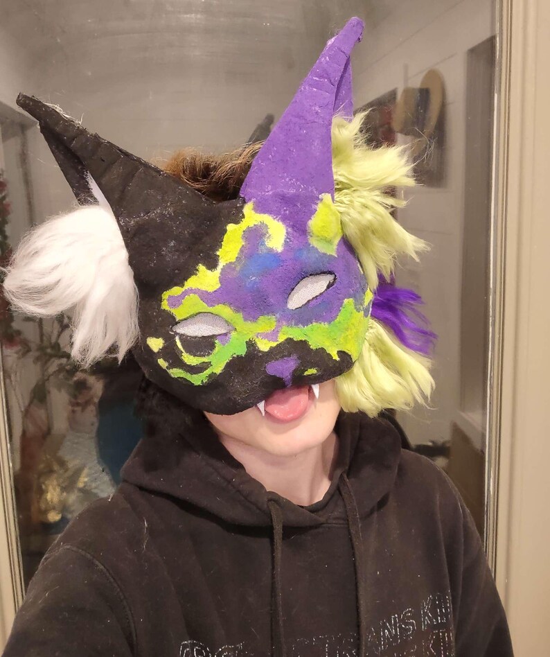 Alien Cat Therian Mask Purple and Green - Etsy