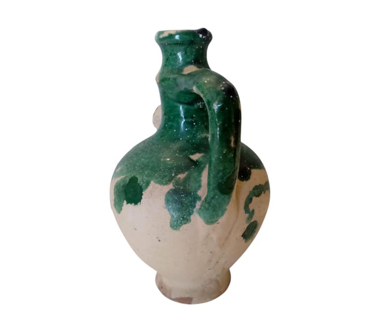 Vintage Italian Pottery Pitcher Green Splatter Glaze Terracotta Water ...