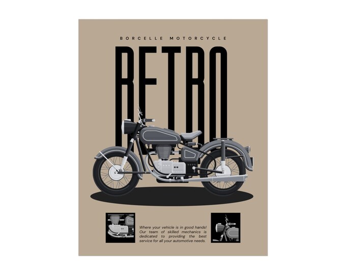 Motorcycle Poster, Vintage Bike Art Print, Man Cave Decor, Garage Wall Art, Father's Day Gift - Etsy