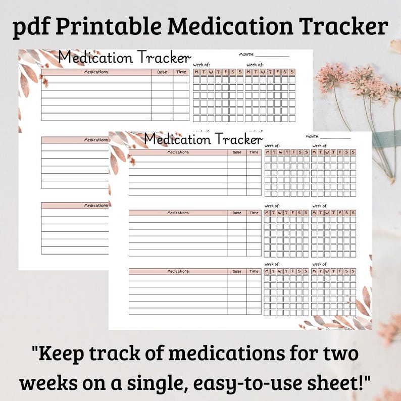 Medication Tracker-printable Pdf - Etsy