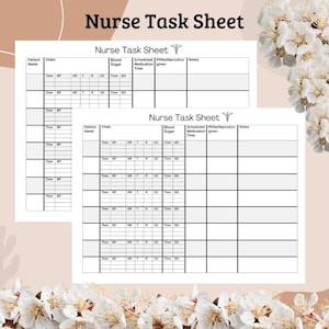 Nurse Task/report Sheet - Etsy