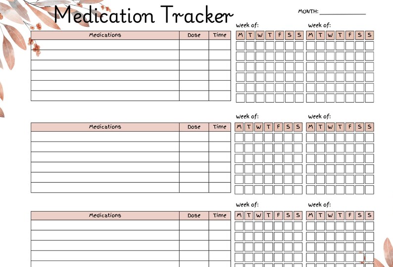 Medication Tracker-printable Pdf - Etsy