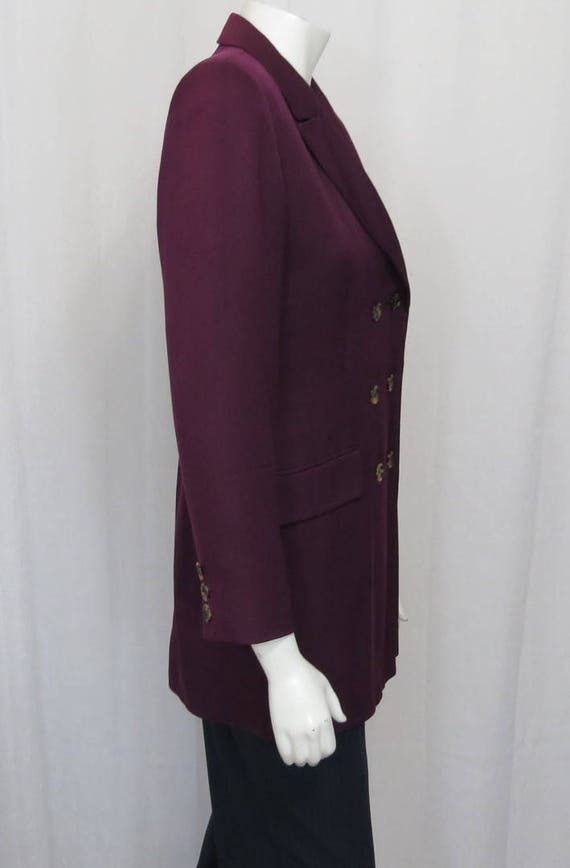 Worth Berry Wine double breasted wool and silk blend … - Gem