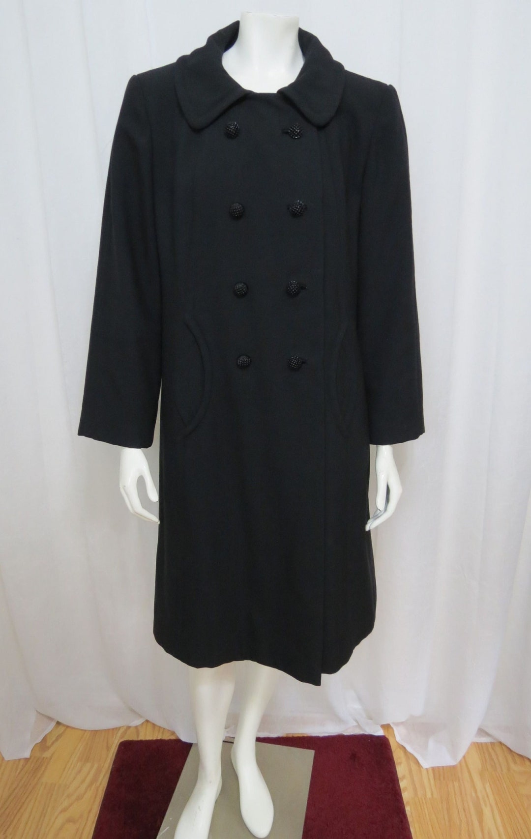 Brynwood Mier&frank Exceptional Double Breasted Black Wool Dress Coat ...