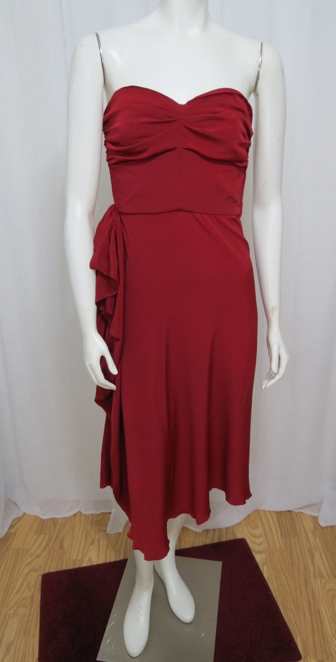 Vicky Tiel Paris Superbe robe bustier de créateur rouge rubis - Etsy France