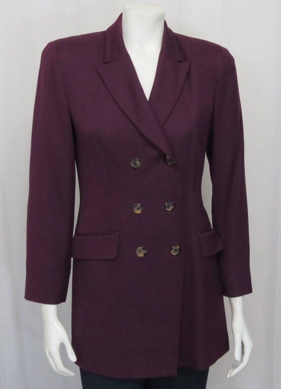 Worth Berry Wine double breasted wool and silk blend … - Gem