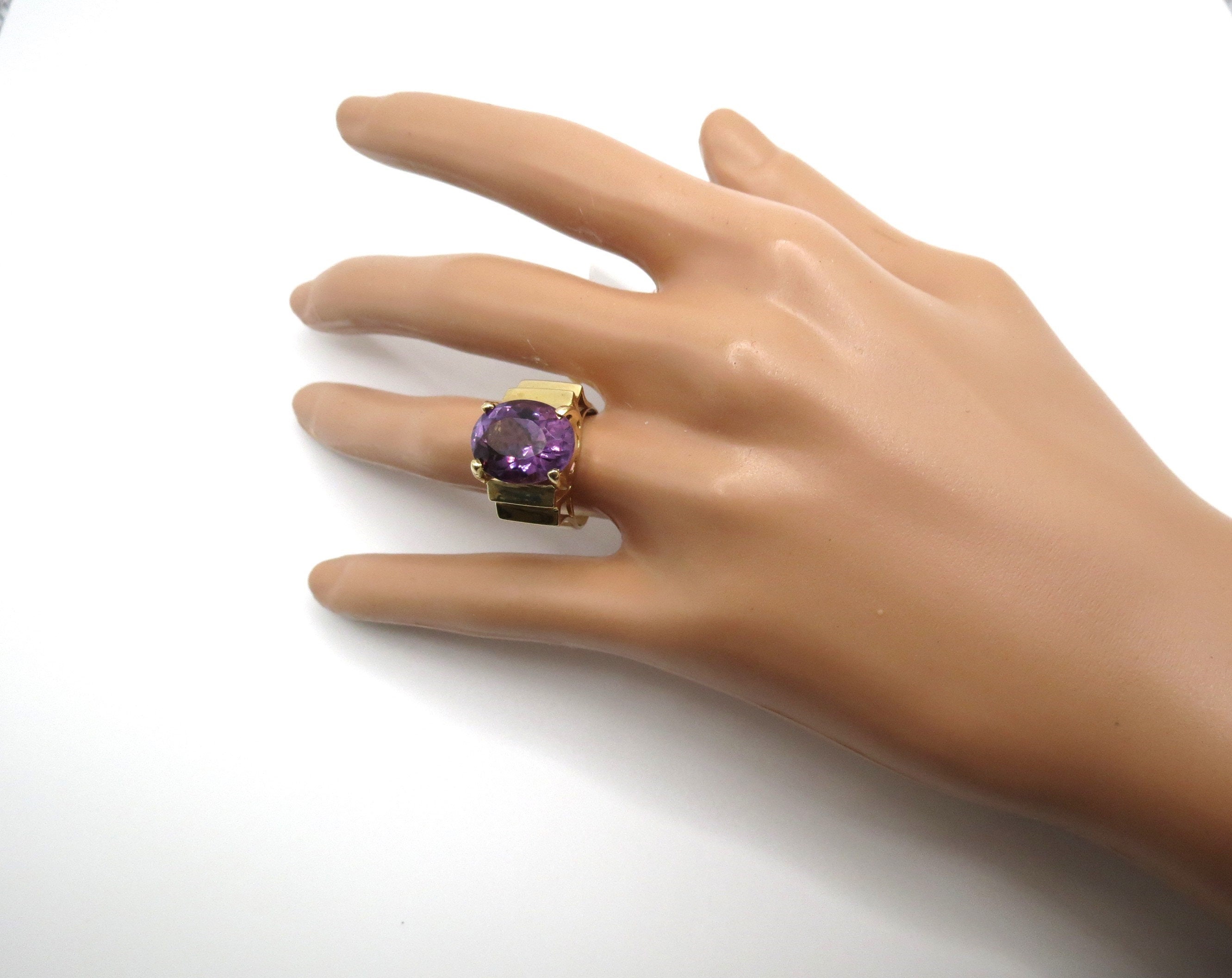 Huge 14k Yellow Gold and Amethyst Statement Ring Size 7 - Etsy