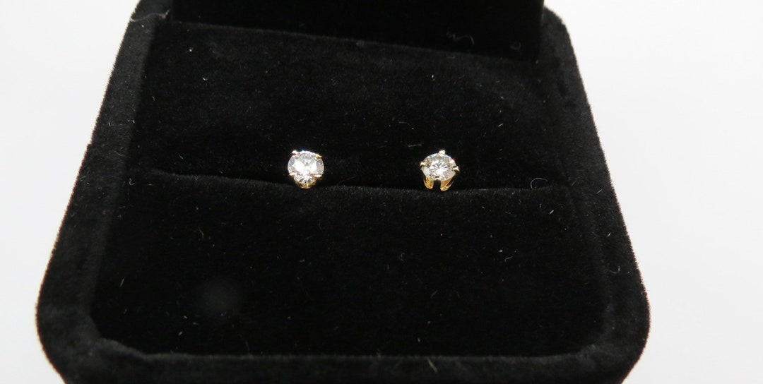 14k Yellow Gold Diamond Stud Earrings .30ct Total Weight - Etsy