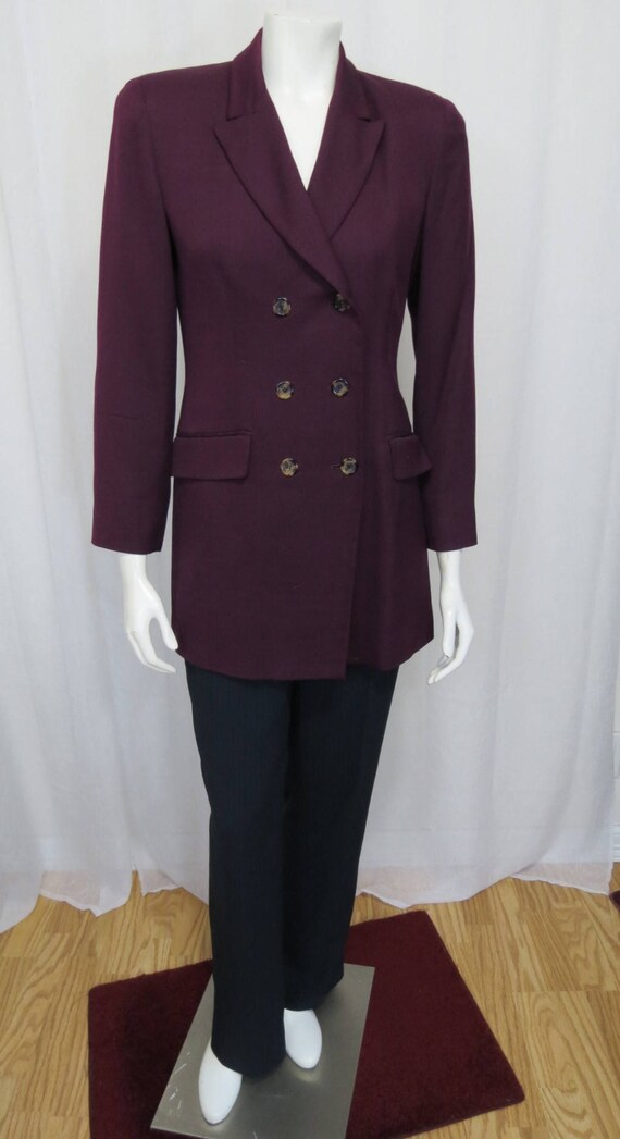 Worth Berry Wine double breasted wool and silk blend … - Gem