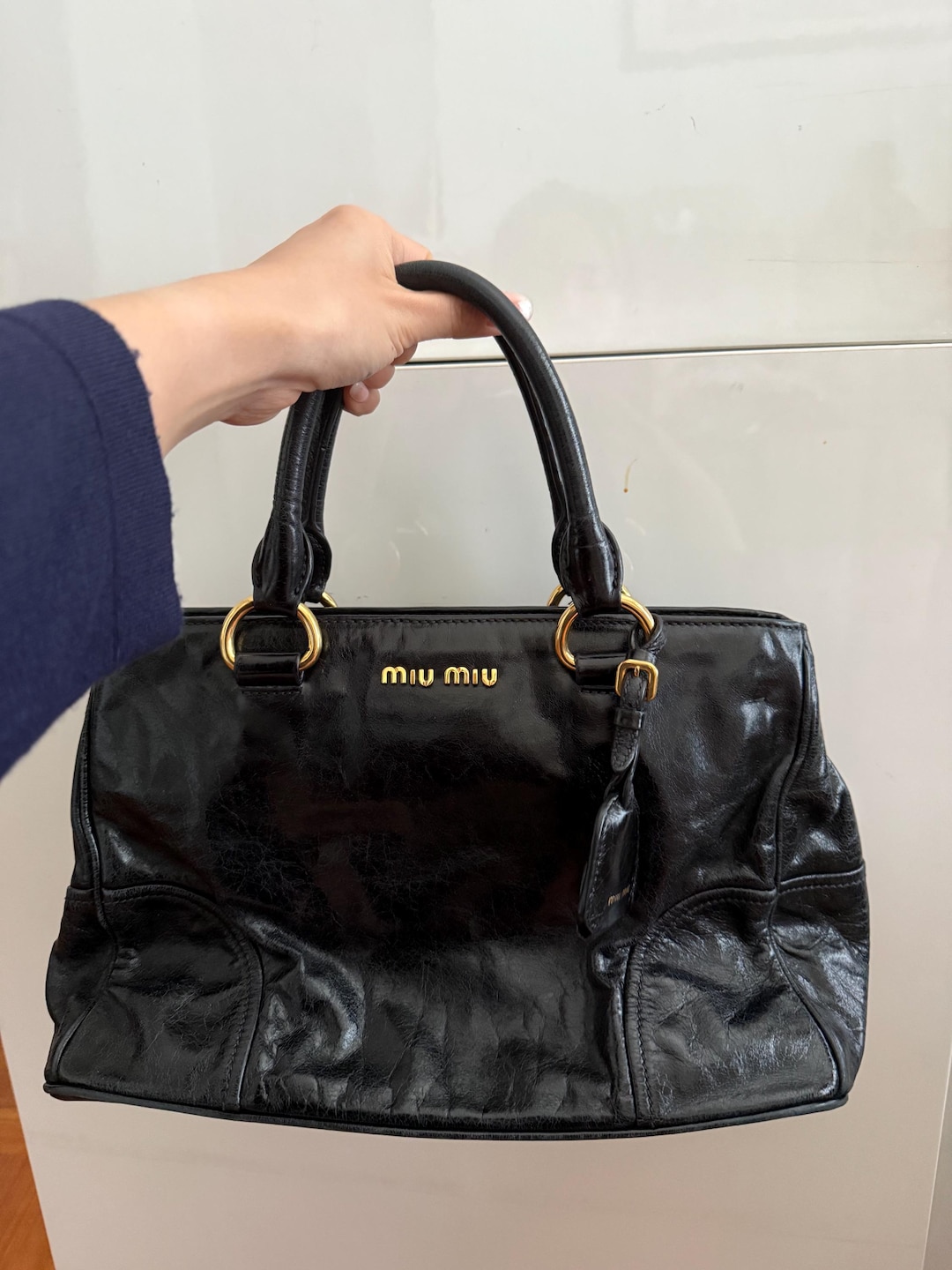 Miu Miu 2 Way Leather Bag in Black - Etsy
