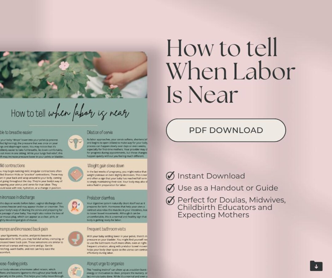 How to Tell Labor is Near | Printable Handout for Doulas, Midwives ...