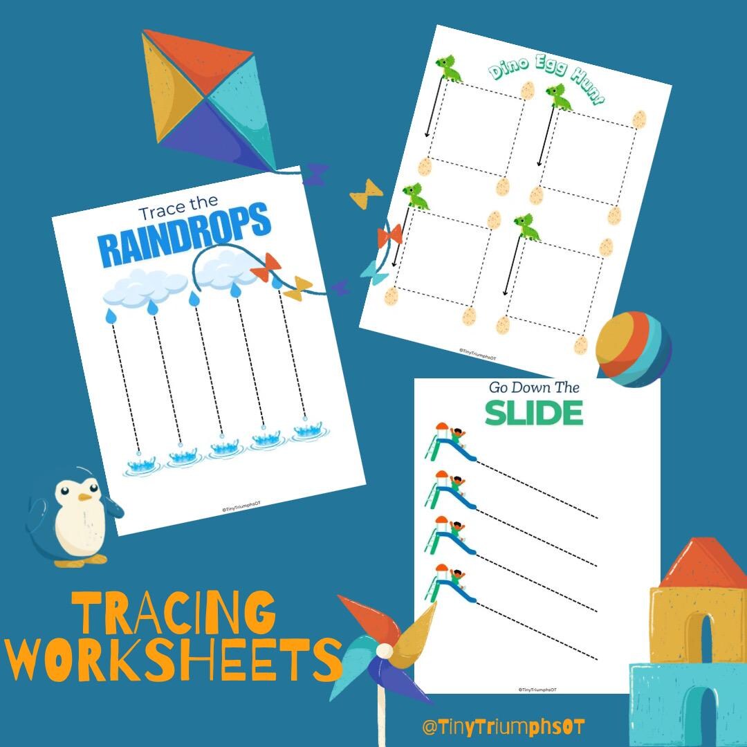 Tracing Worksheet Bundle: 9 Pre-printing Strokes Practice Sheets - Etsy