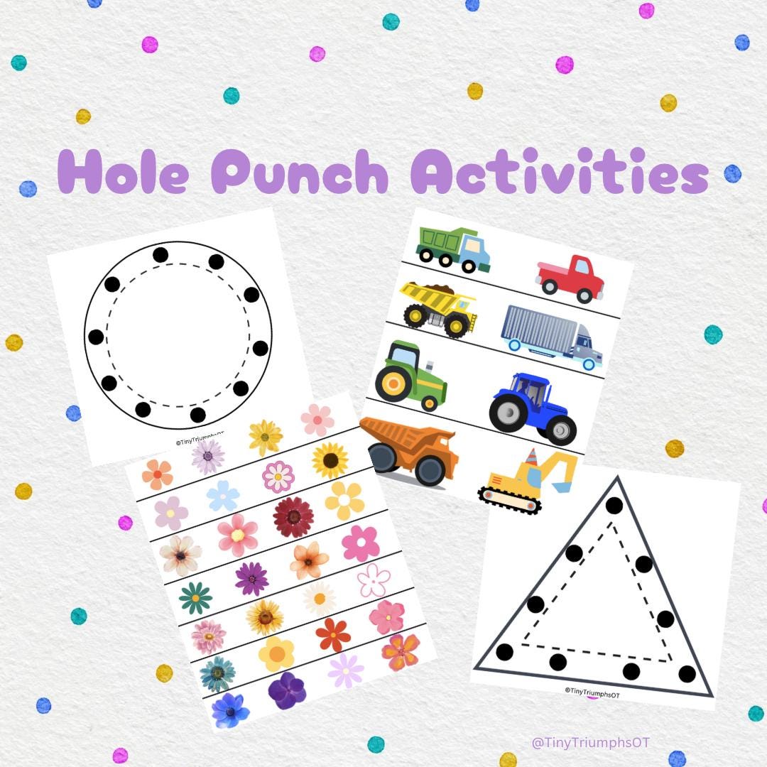 7-hole Punch Activity Worksheets: Fine Motor Skills Practice for Kids ...